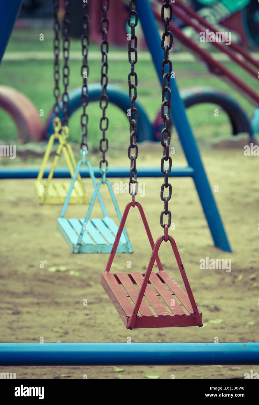 Swing-set at Playground Stock Photo - Alamy