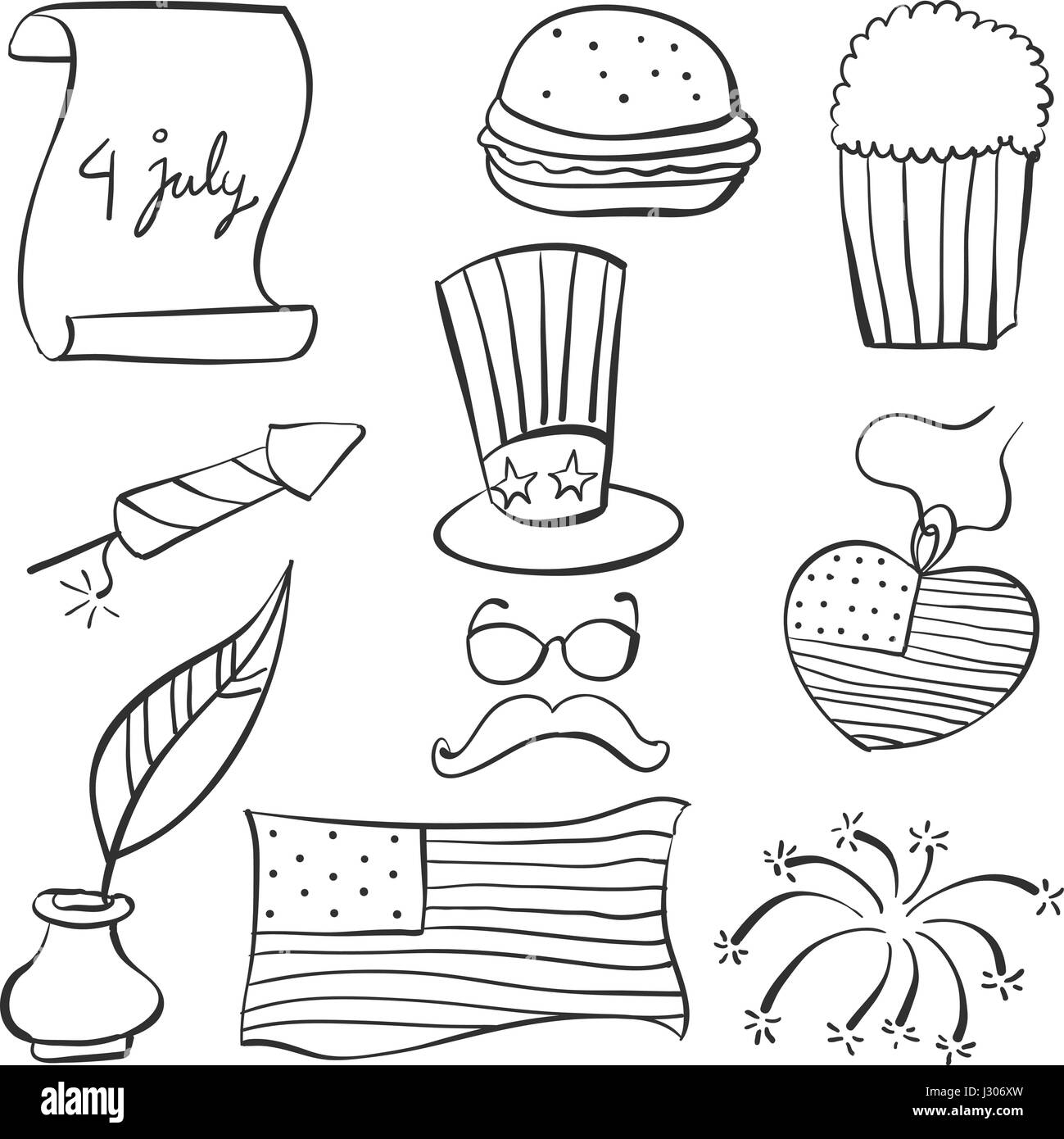 Collection of memorial day doodle style Stock Vector Image & Art - Alamy