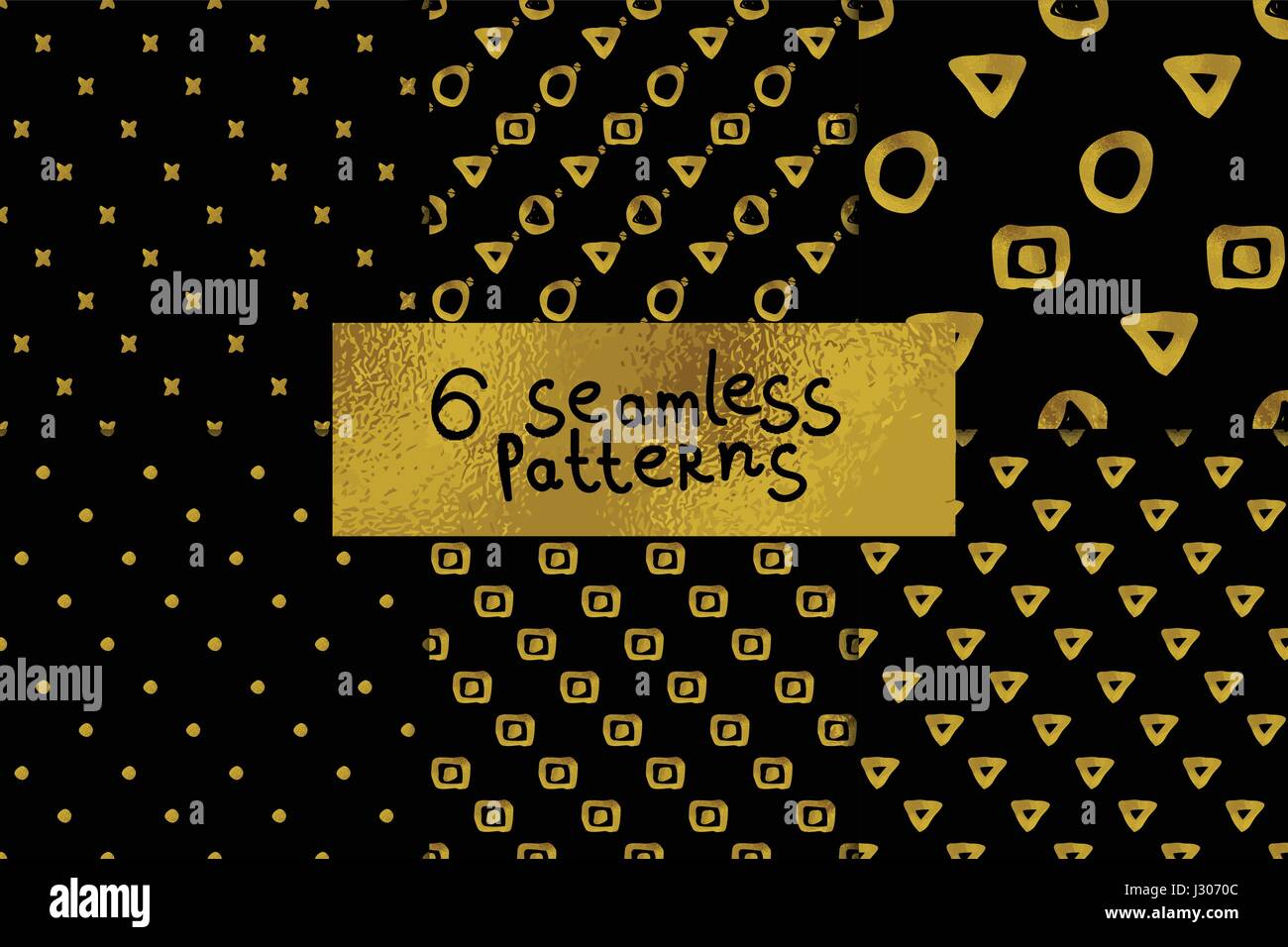 Geometric black and gold seamless pattern set Stock Vector Image & Art ...