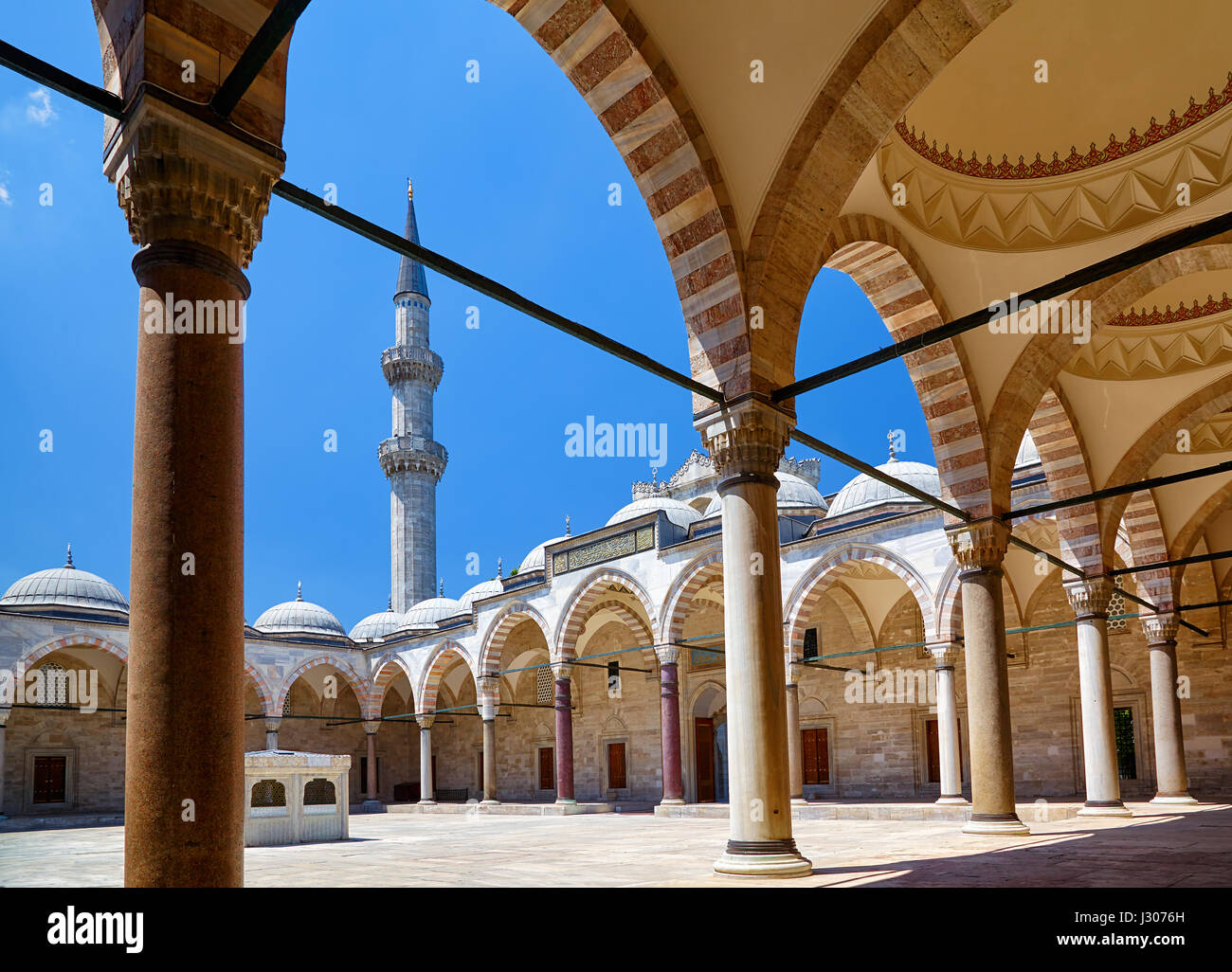 The view of inner courtyard surrounded by the arched gallery in ...
