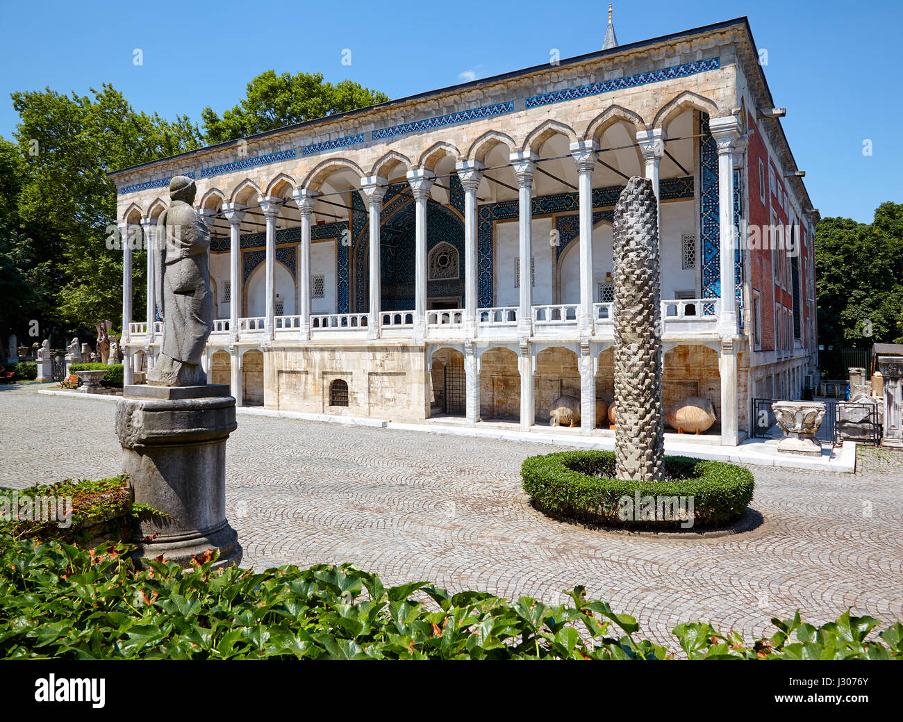 The view of Tiled Kiosk (Istanbul Archaeology Museum) and two antique ...