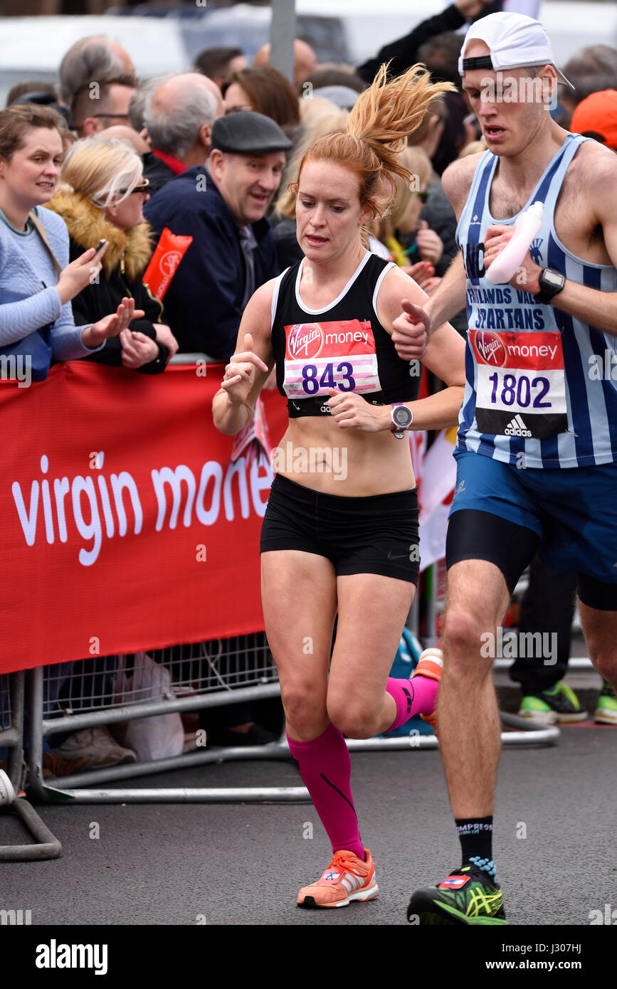 Rosie Edwards and Andrew Patterson running in the 2017 London Marathon ...