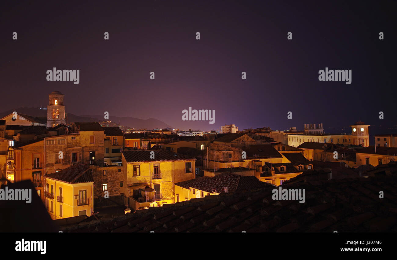 old town overview at night, Salerno, Italy Stock Photo - Alamy