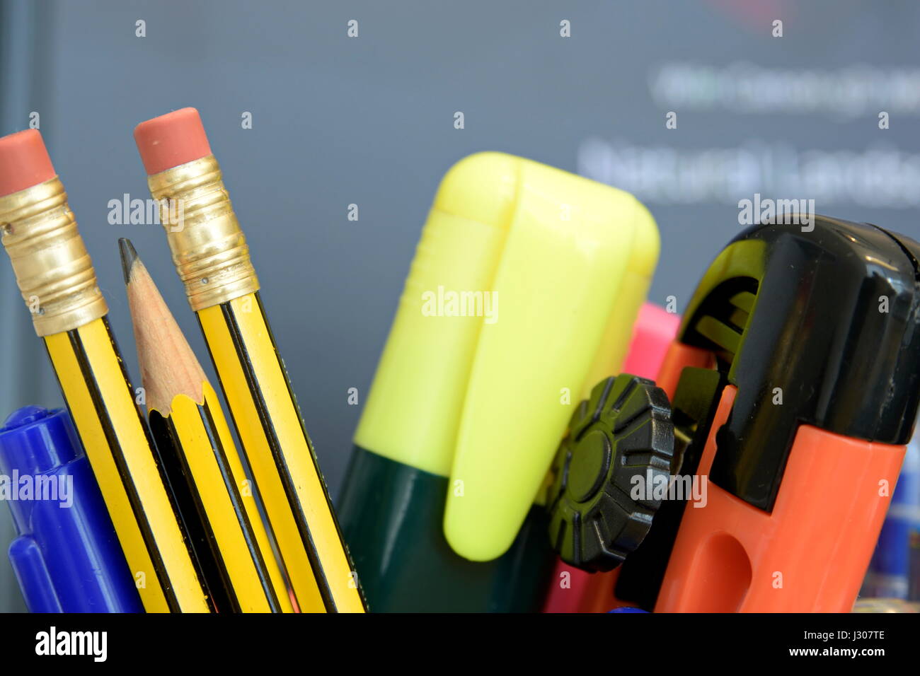 Close up stationary in the office Stock Photo - Alamy