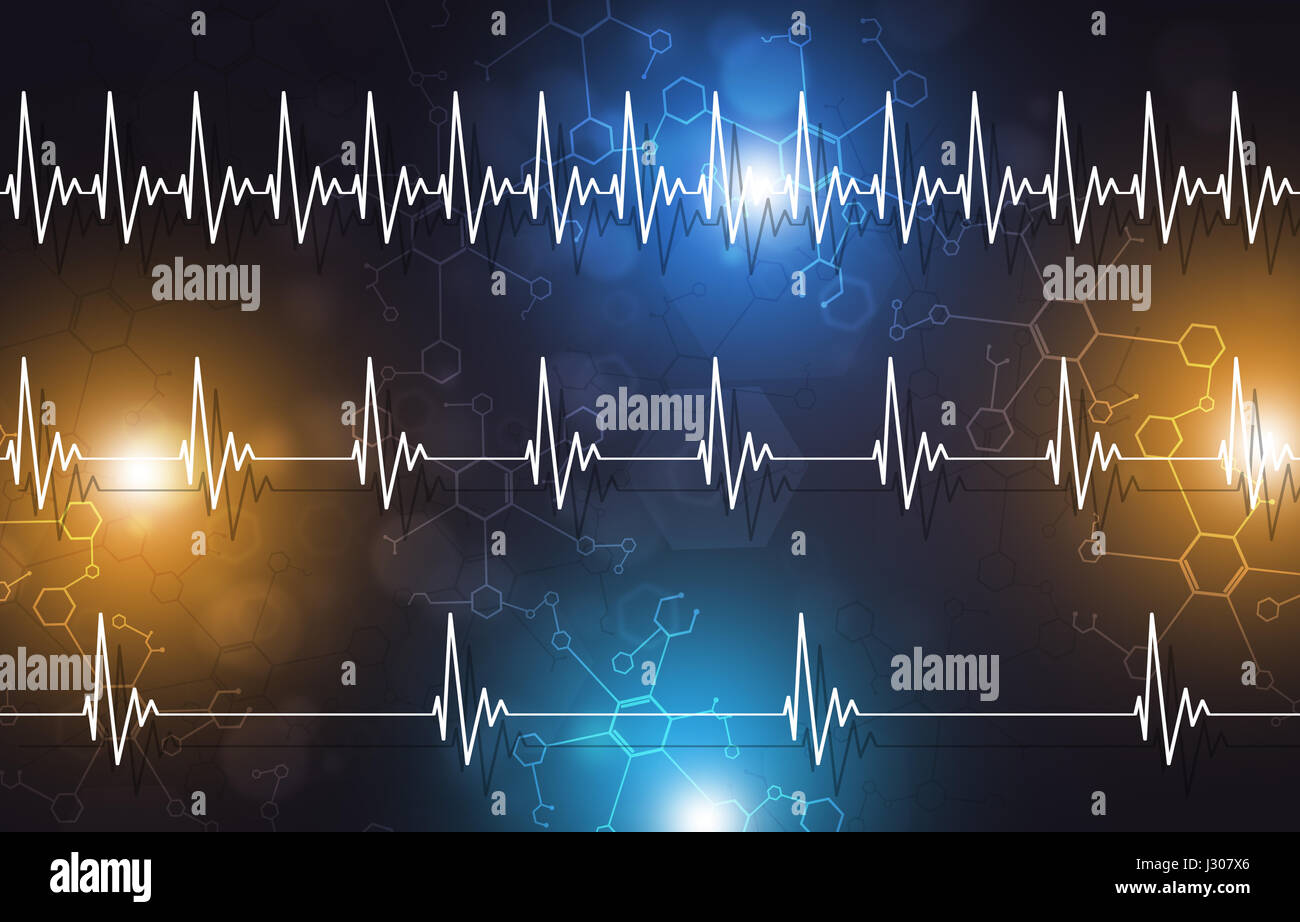 abstract medicine illustration of heart pulsating fast normal and slow ...