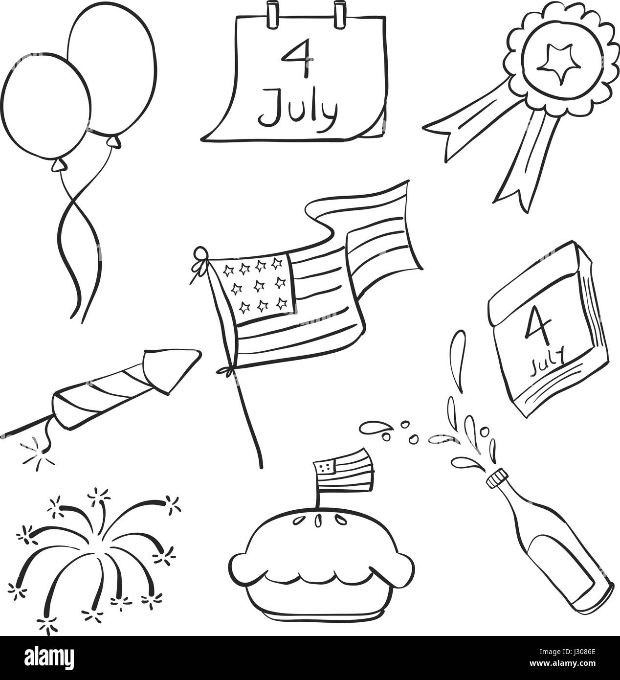 Collection memorial day doodle style Stock Vector Image & Art - Alamy