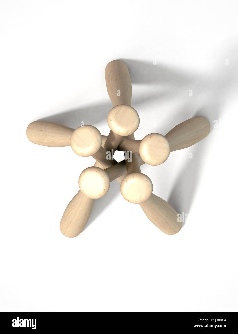 A circular array of generic baseball bats on an isolated white ...