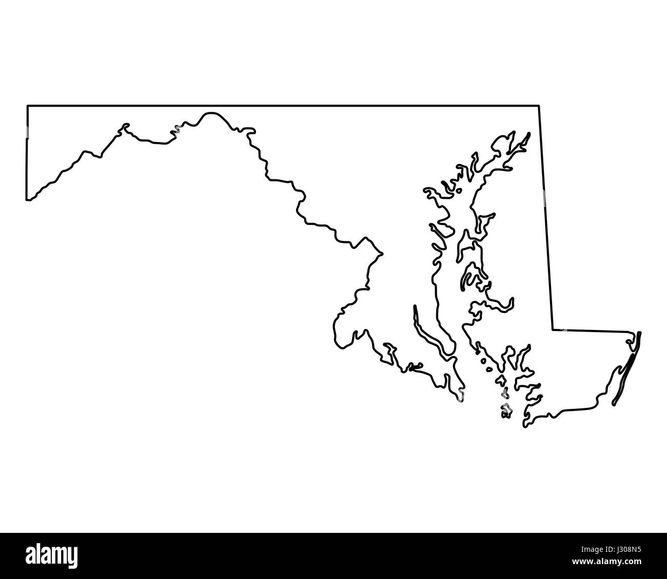 Isolated map state maryland Black and White Stock Photos & Images - Alamy