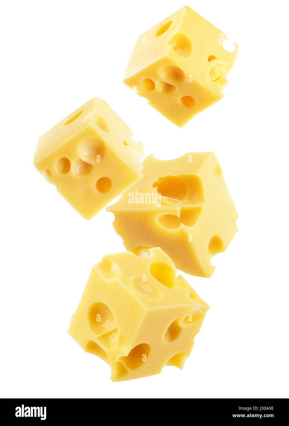 cheese cube slices isolated on a white background Stock Photo - Alamy