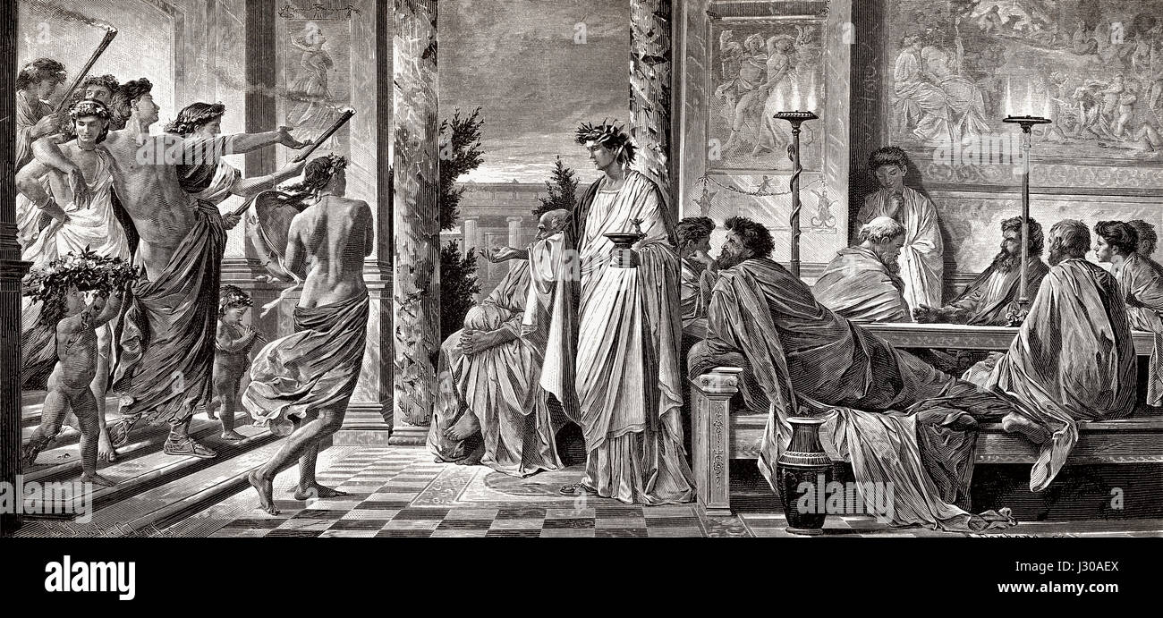 The Symposium or drinking party at the house of the tragedian Agathon ...