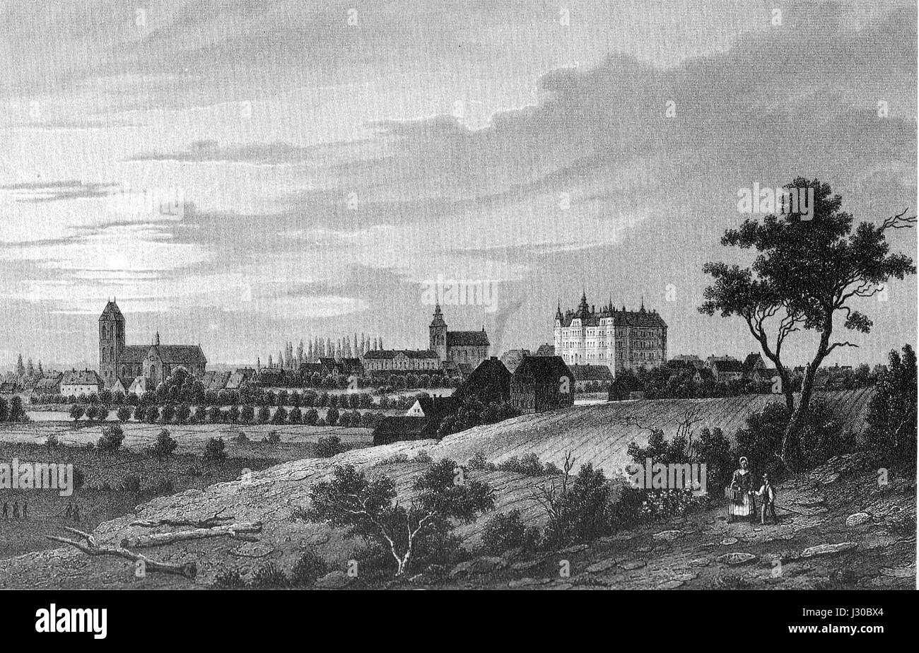 The 'Ansicht Guestrow um 1850' is an artwork depicting the town of ...