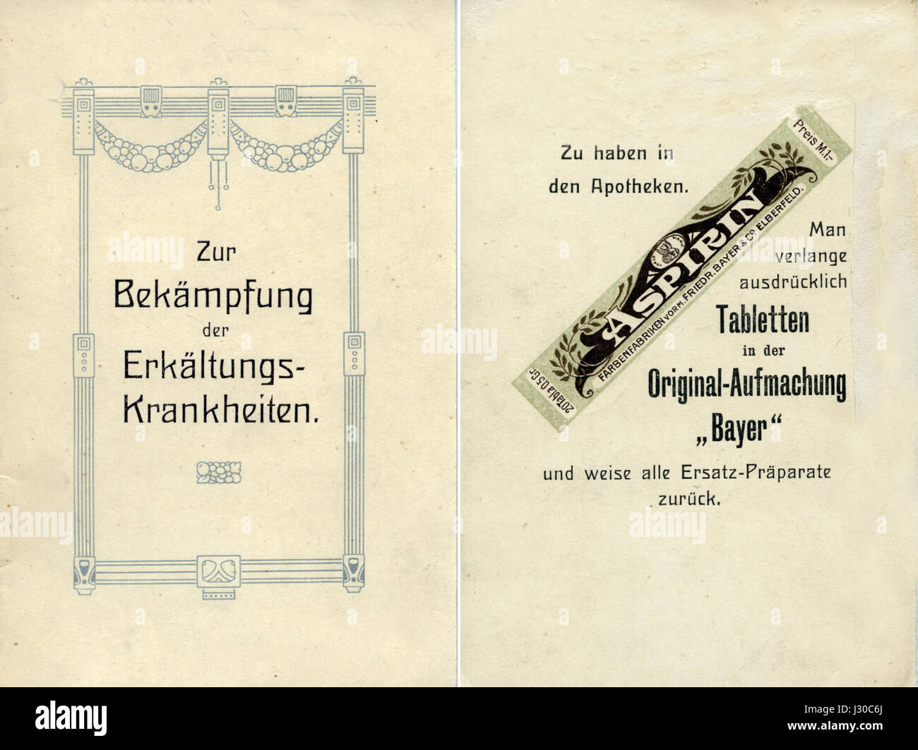 Aspirin-Werbung refers to early advertisements for the pain-relieving ...