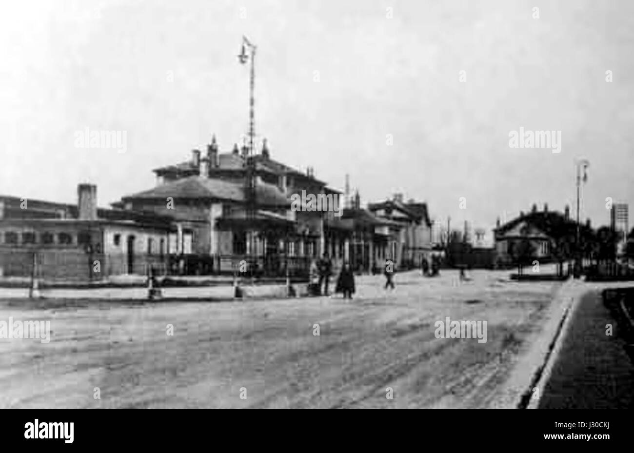 An image of a train station (Bahnhof) from 1902, capturing the ...