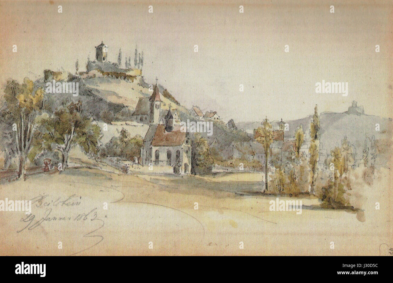 This image or engraving titled 'Beilstein Von Nordwesten' by Veit ...