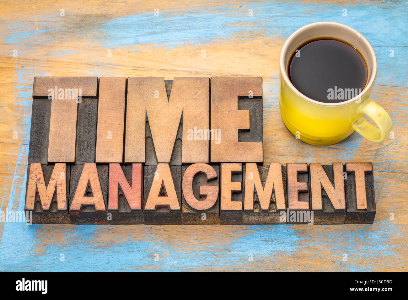 time management word abstract in letterpress wood type printing blocks ...