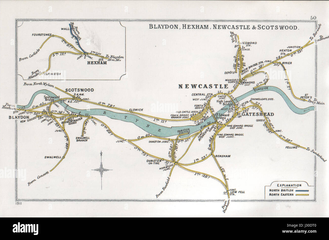 This map illustrates the regions of Blaydon, Hexham, Newcastle, and ...