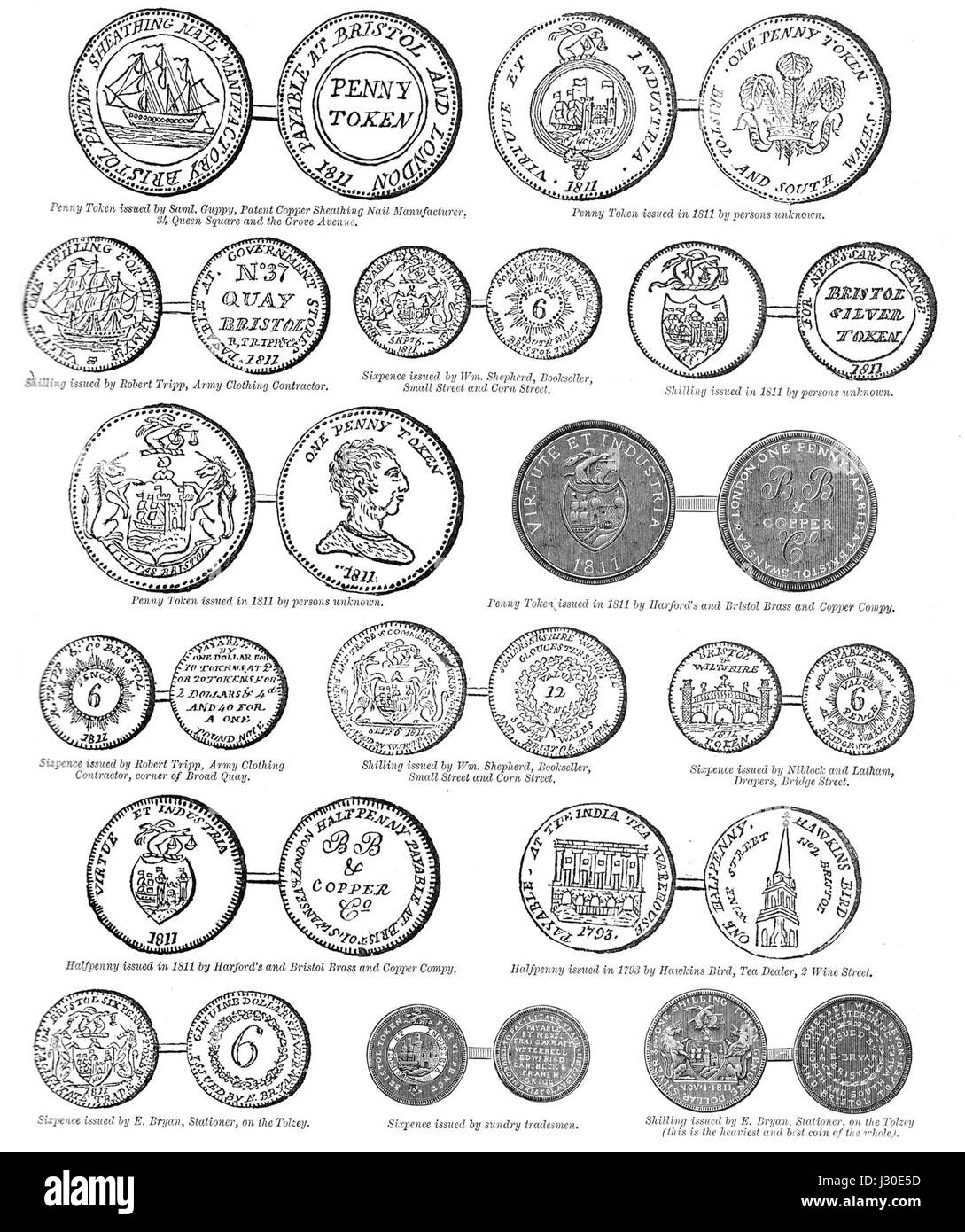 Bristol trade tokens Stock Photo - Alamy