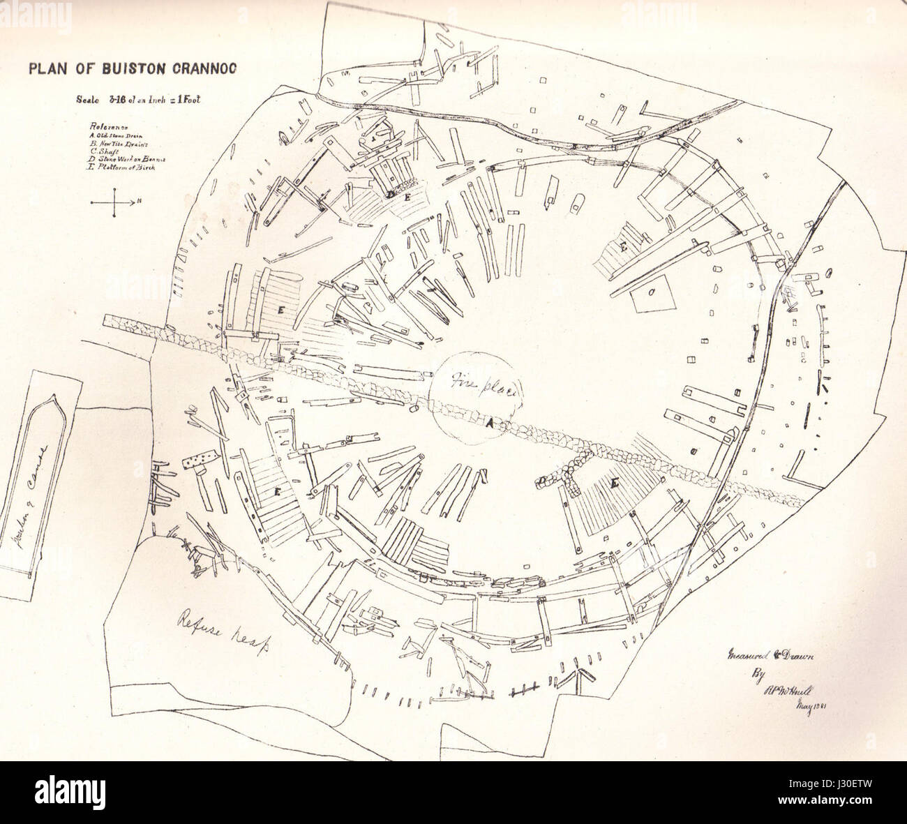 Buiston Crannog plan Stock Photo - Alamy