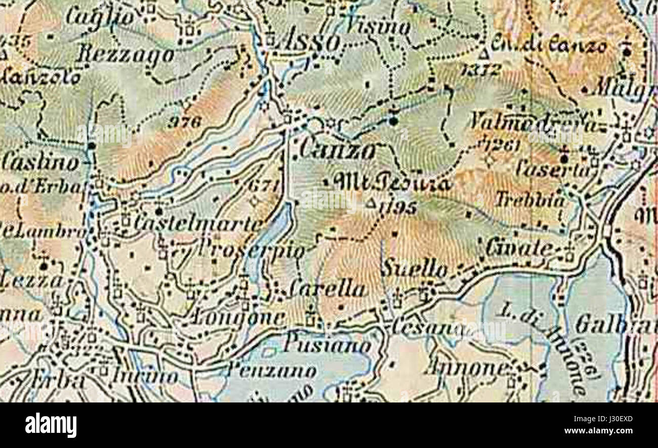 Canzo mappa austriaca Stock Photo - Alamy