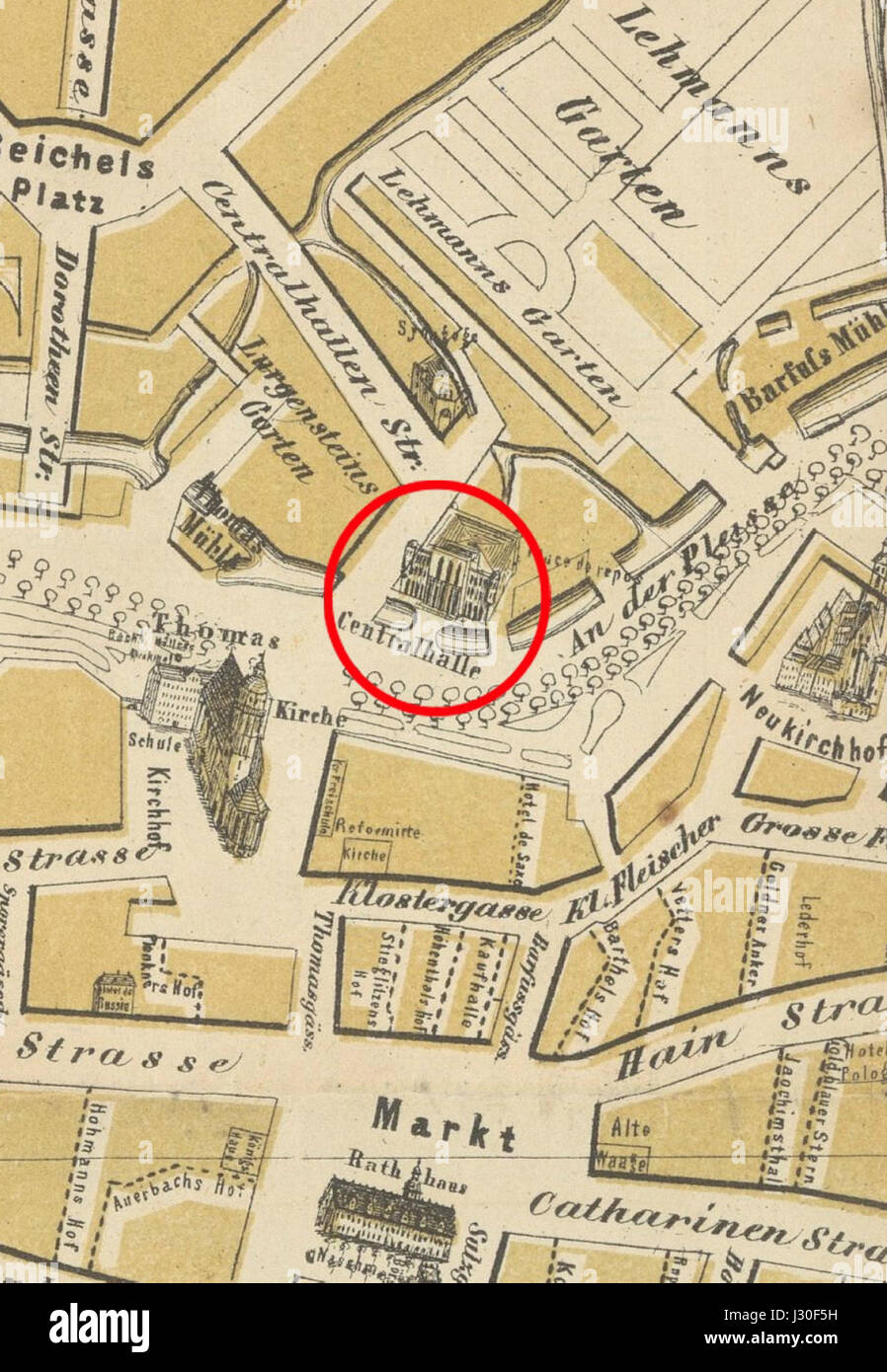 This 1858 map of Central-Halle Leipzig provides a detailed view of the ...