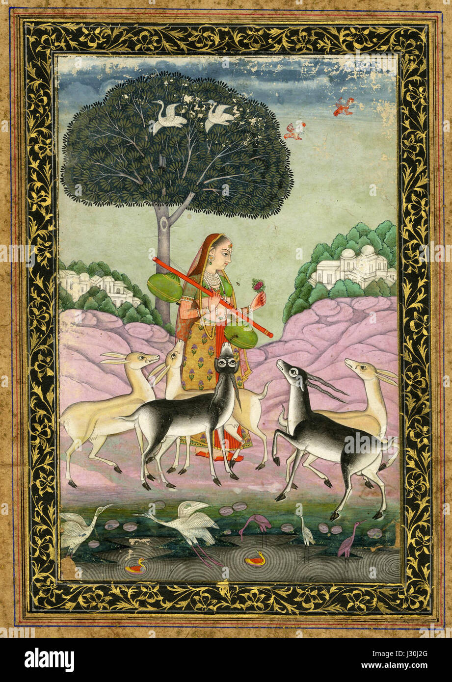 This illustration of Todi Ragini, created around 1750 as part of a ...