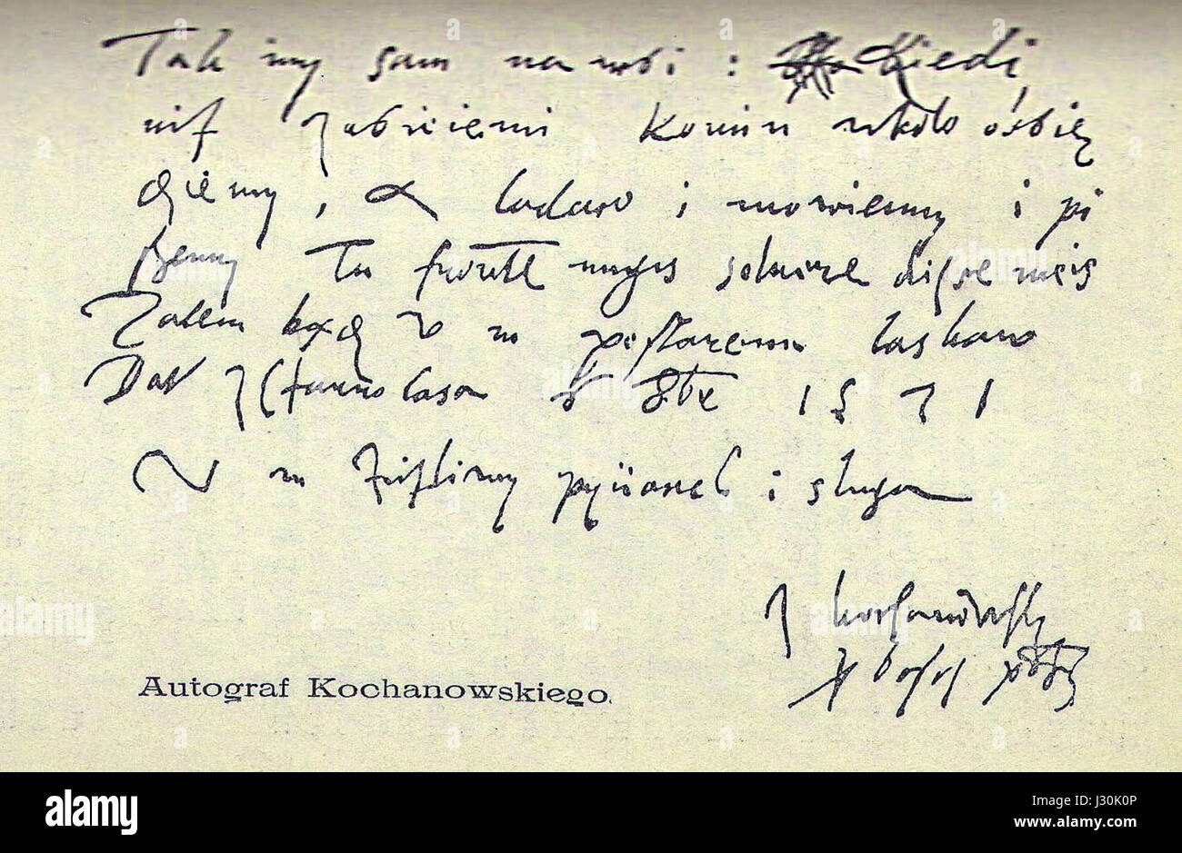 The Autograf Jan Kochanowski 1571 refers to a notable autograph by Jan ...