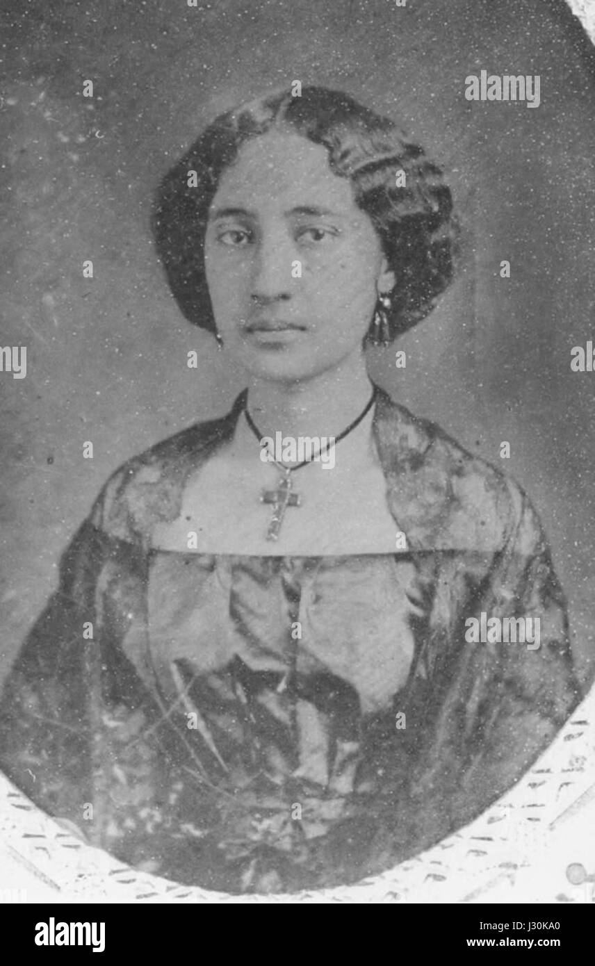 This image likely depicts Bernice Pauahi, a prominent Hawaiian princess ...