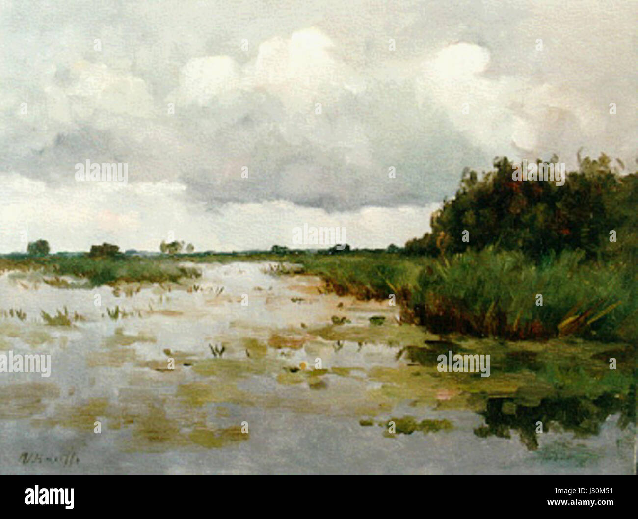 *Bauffe Polderlandschap* depicts a traditional Dutch polder landscape ...