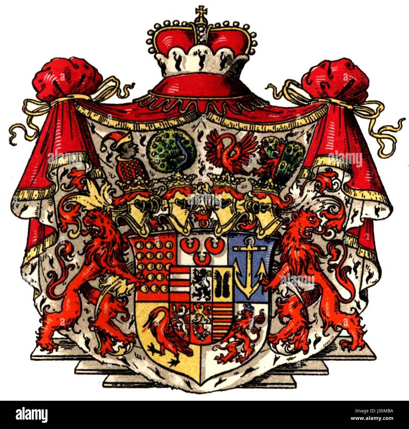 This piece features the coat of arms of Bentheim-Rheda, a historical ...