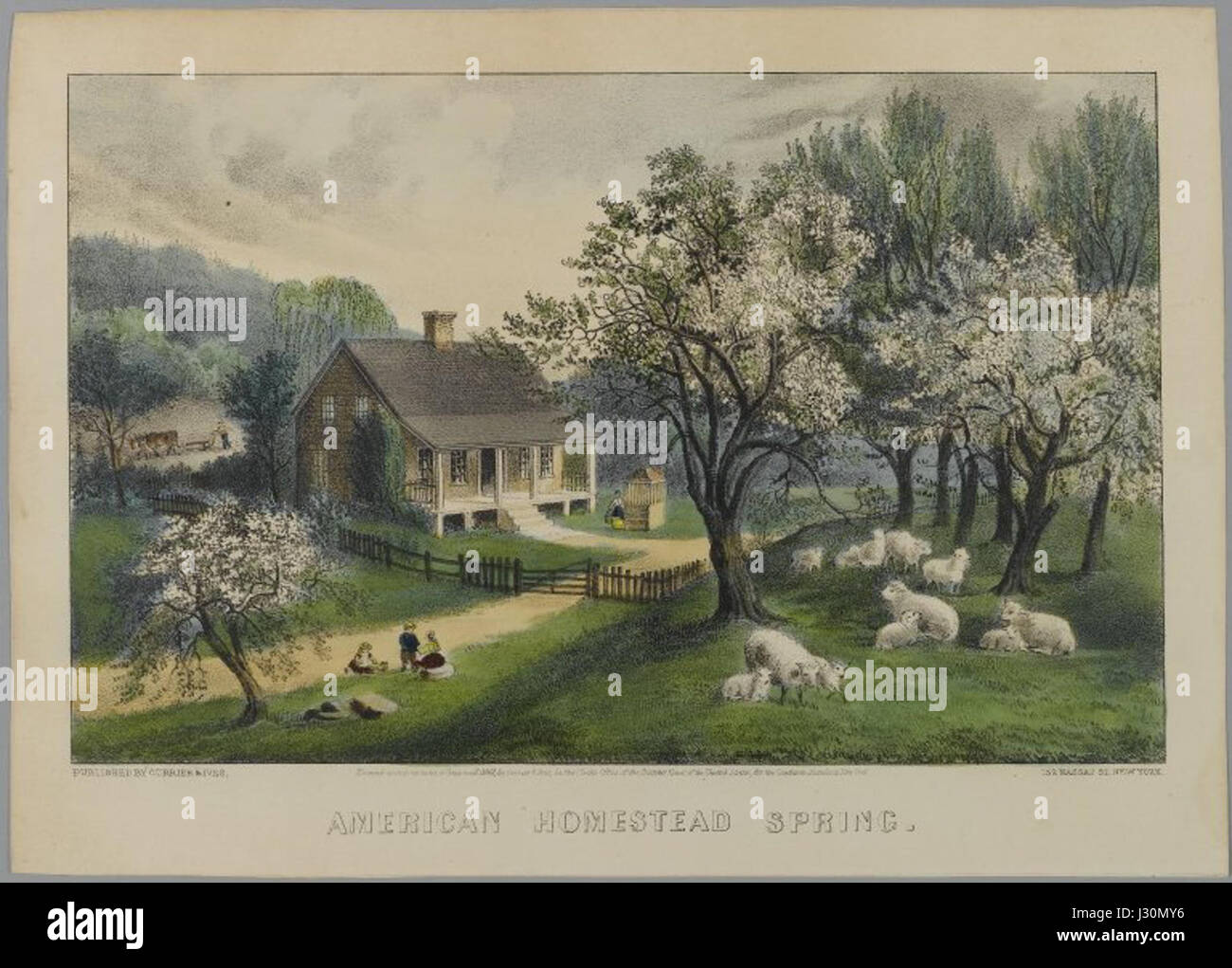 Brooklyn Museum - American Homestead Spring - Currier Ives Stock Photo ...