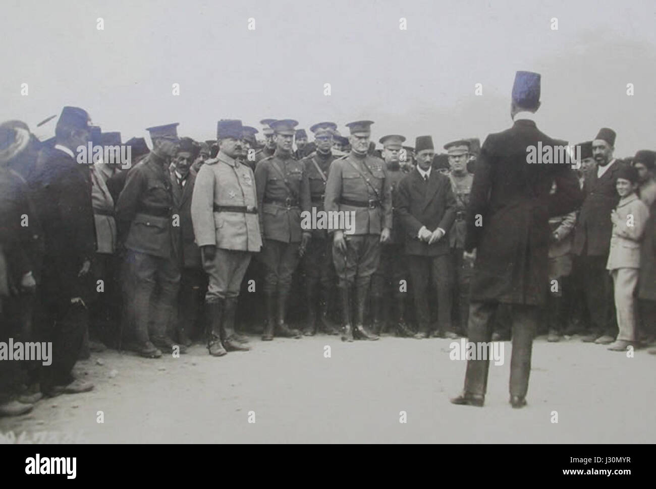 A photograph taken in 1919 depicting British and Ottoman officers in ...