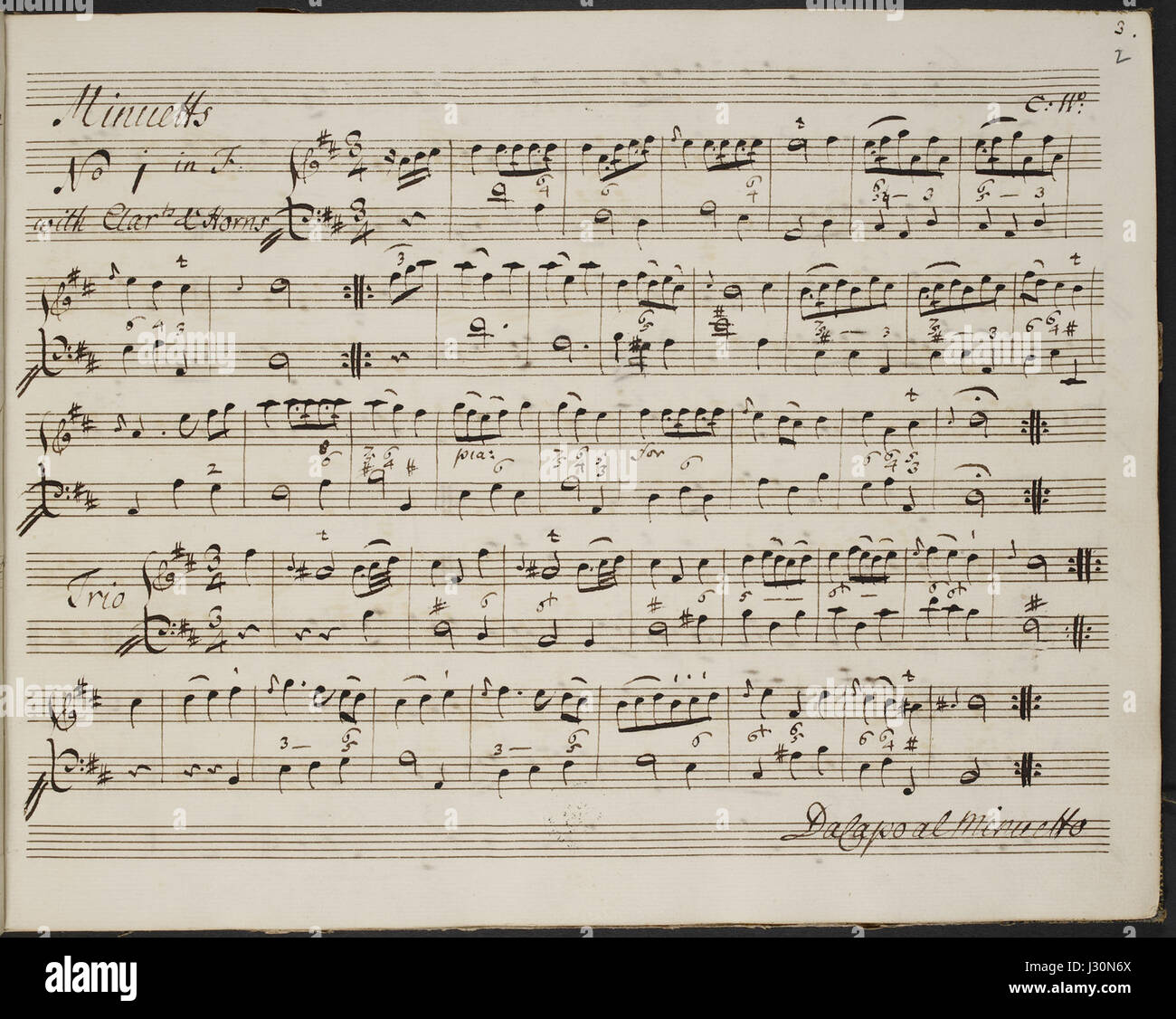 This manuscript shows Carl Weideman's 'Minuet,' a musical composition ...