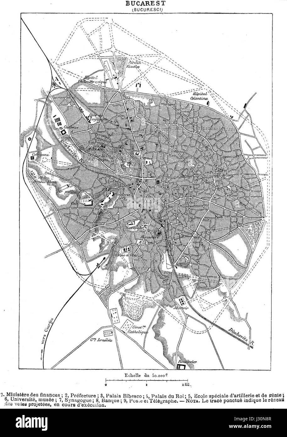 A historical depiction of Bucharest (Bucuresti) in 1886 shows the city ...