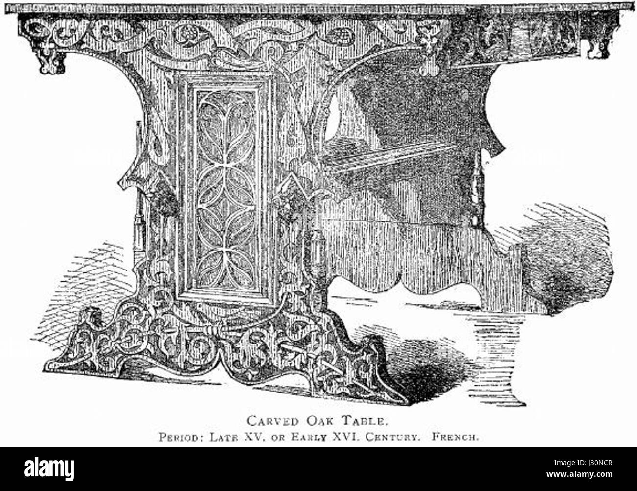 Carved Oak Table Stock Photo - Alamy