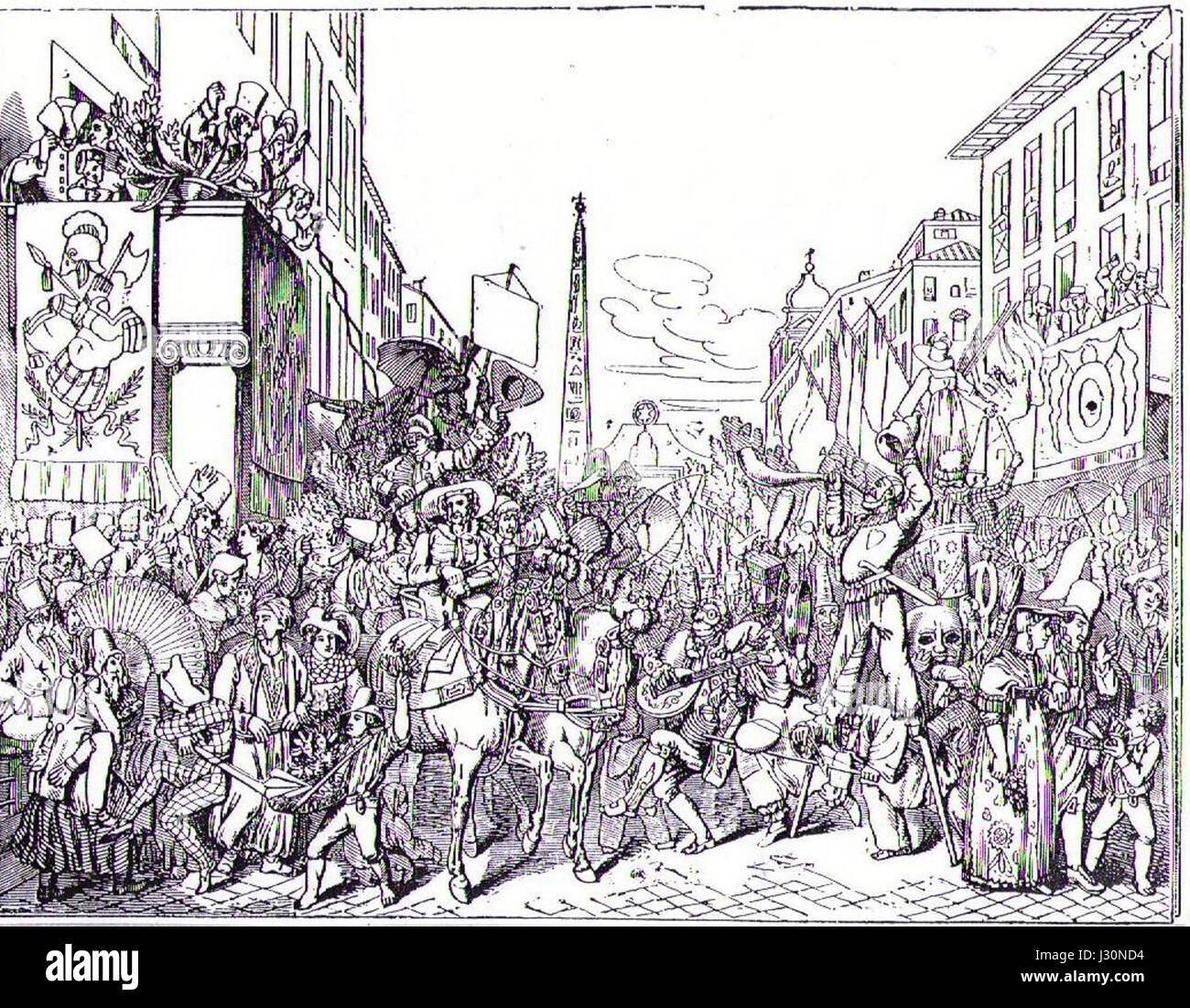 Carnaval de Rome, via del Corso, 1836 Stock Photo - Alamy