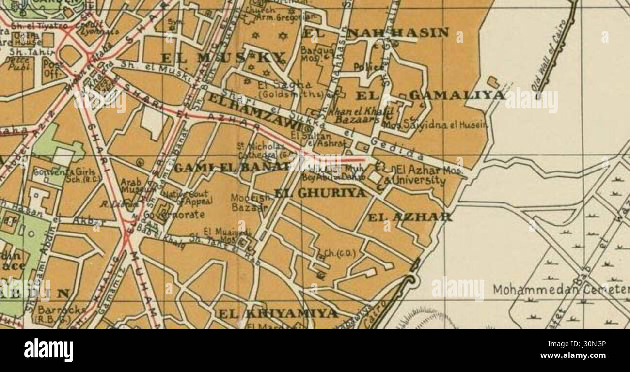 A map of Cairo from 1933, showcasing the city’s layout, including the ...