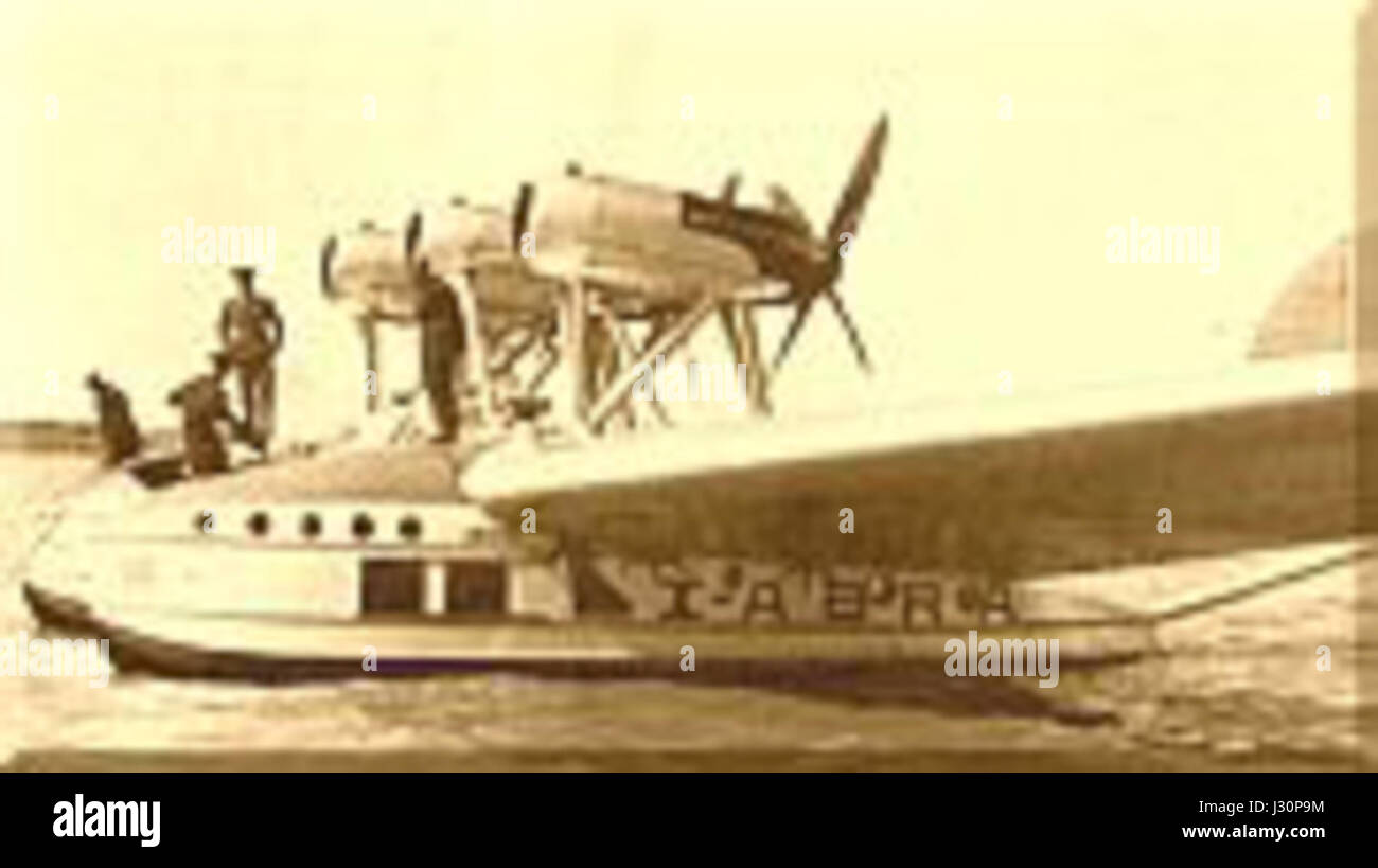 The Savoia-Marchetti S.66, a renowned Italian seaplane, is depicted ...