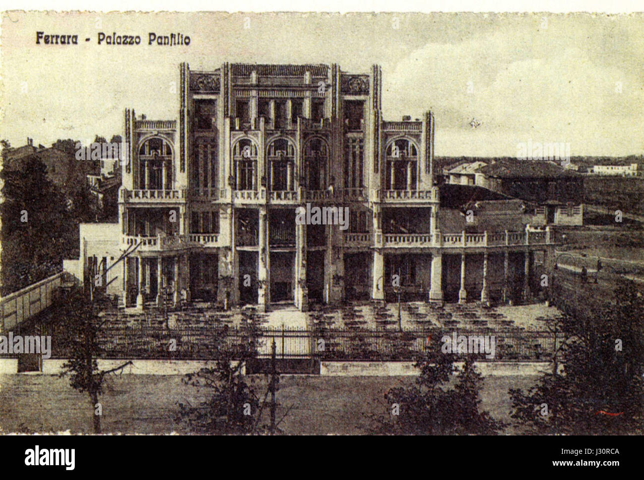 The image refers to a view of Viale Cavour in Ferrara, Italy ...