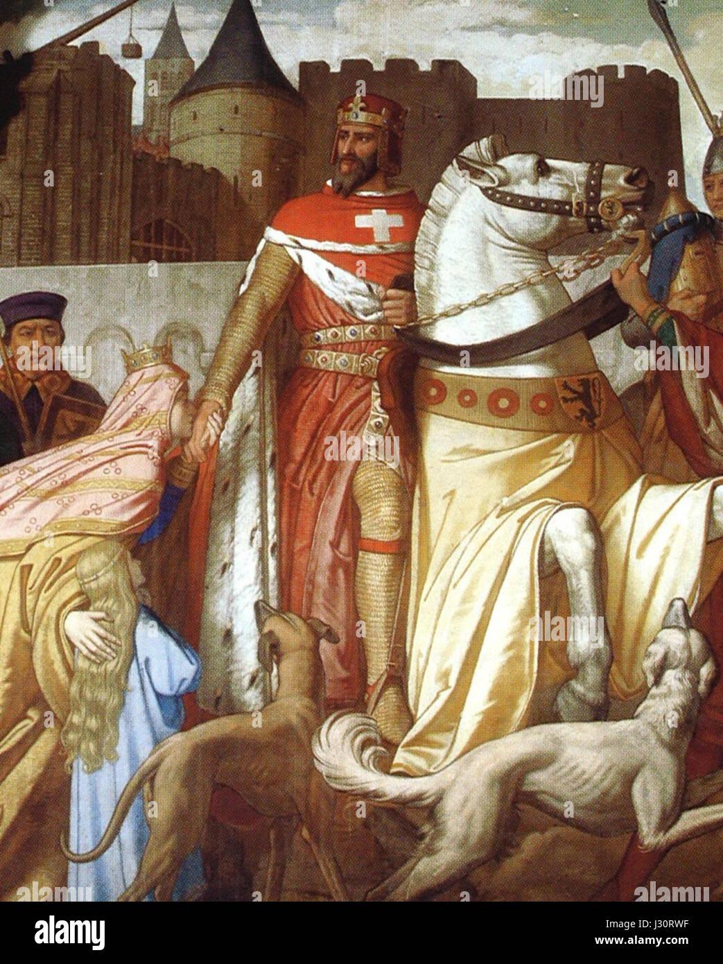 Baldwin IX, a medieval ruler, is depicted here with his wife and ...