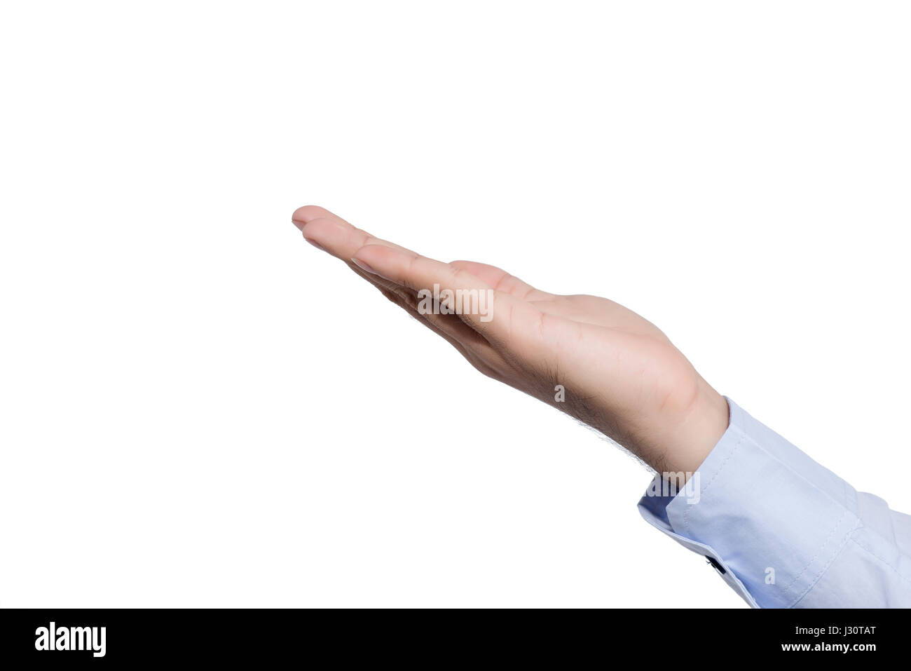 The gesture of a hand open on white background, isolated Stock Photo ...