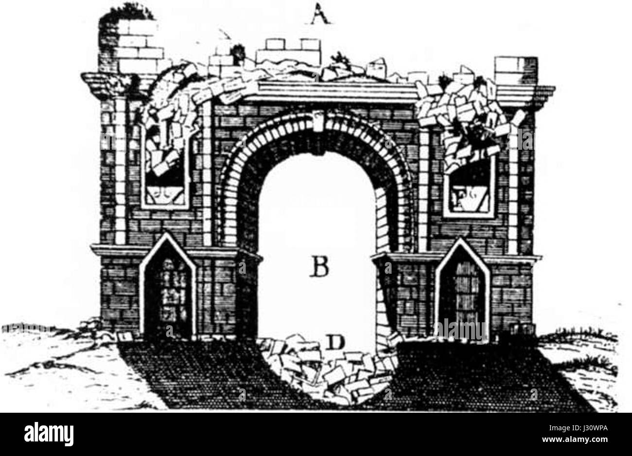 An illustration titled 'Arc de Volubilis selon Windus', depicting the ...