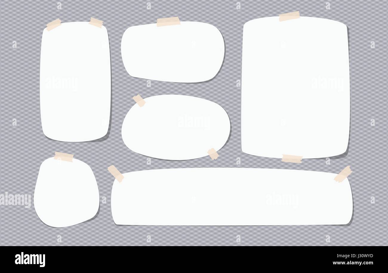 White blank note, notebook, copybook sheet with rounded corners stuck ...