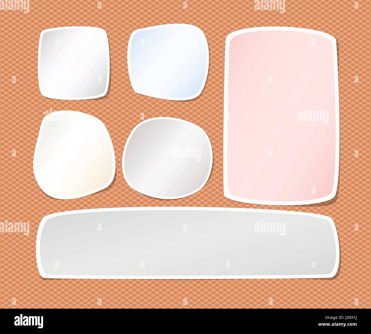 Light blank note, notebook, copybook sheet with rounded corners stuck ...