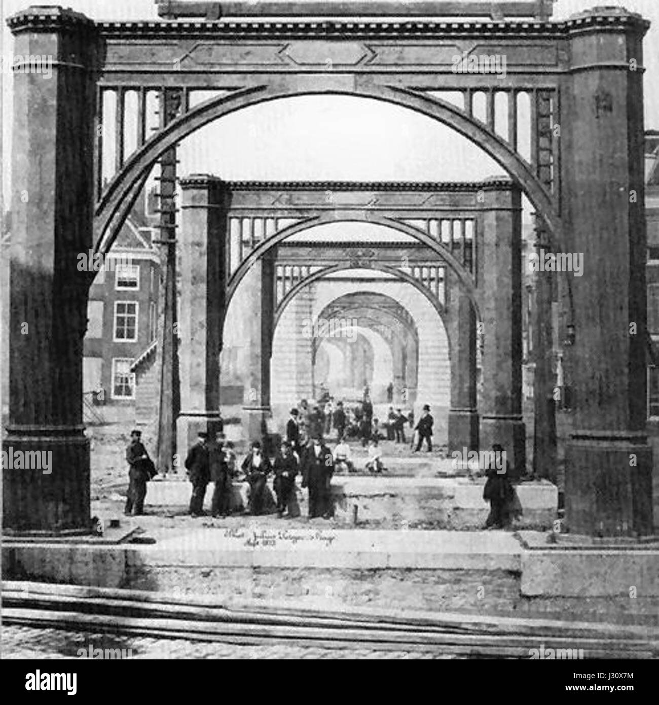This image depicts a historical view of the Luchtspoor railway line in ...