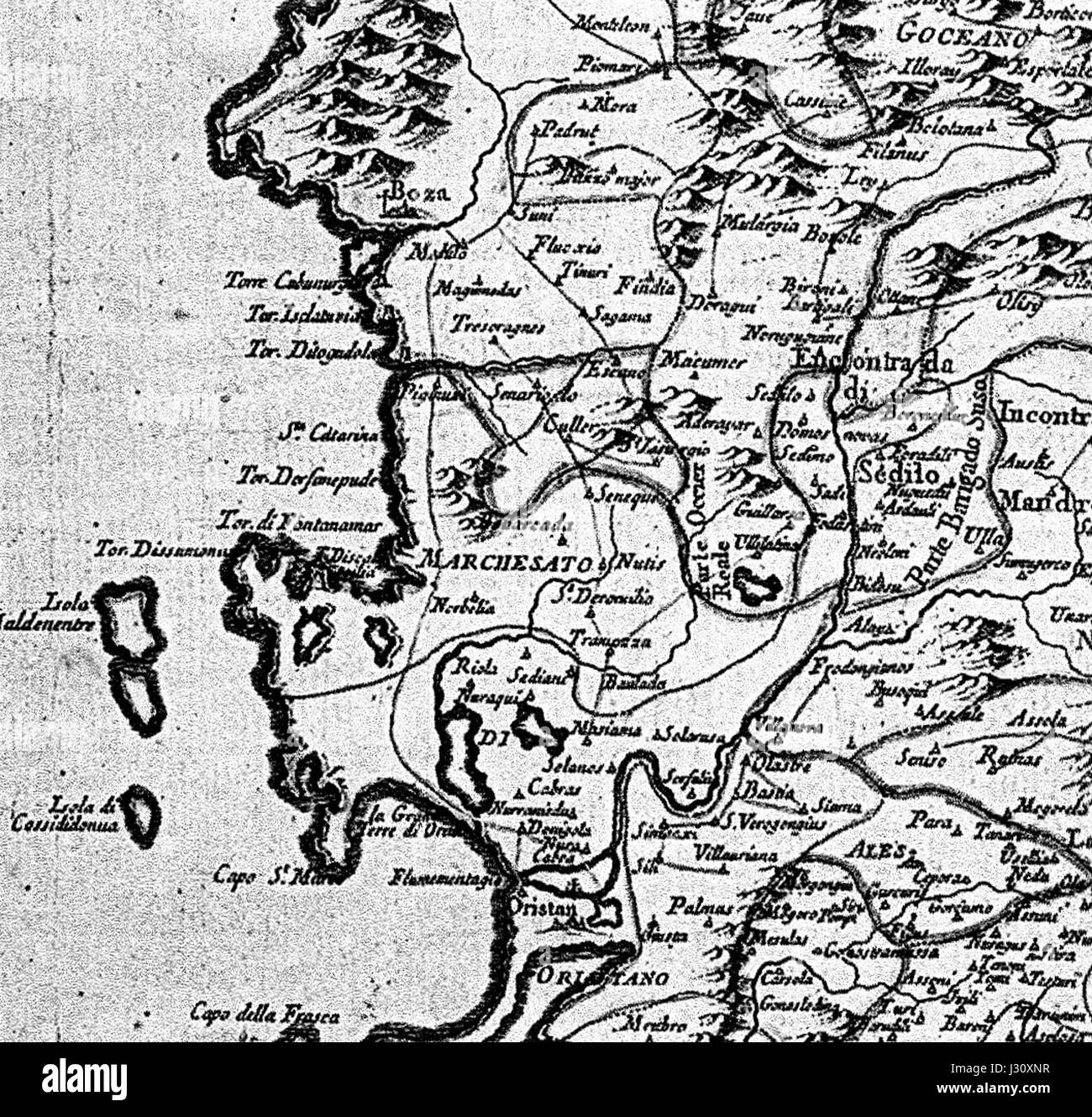 Map of oristano Black and White Stock Photos & Images - Alamy