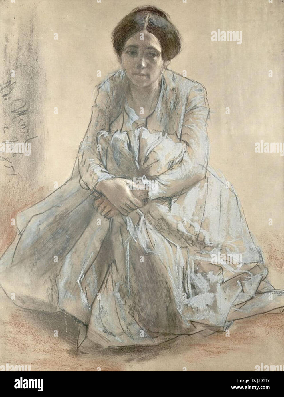 A portrait by Adolph Menzel, depicting his sister, showcasing the ...