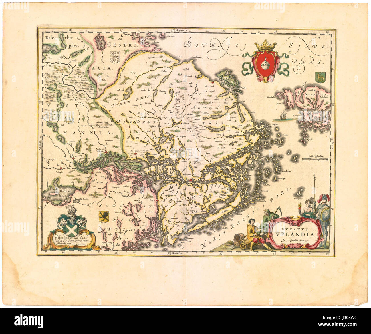 *Ducatus Uplandia*, a 1645 map by the renowned cartographer Joan Blaeu ...