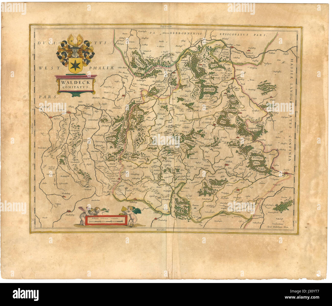 Blaeu's map of Waldeck Comitatus, created in 1645, is a detailed ...