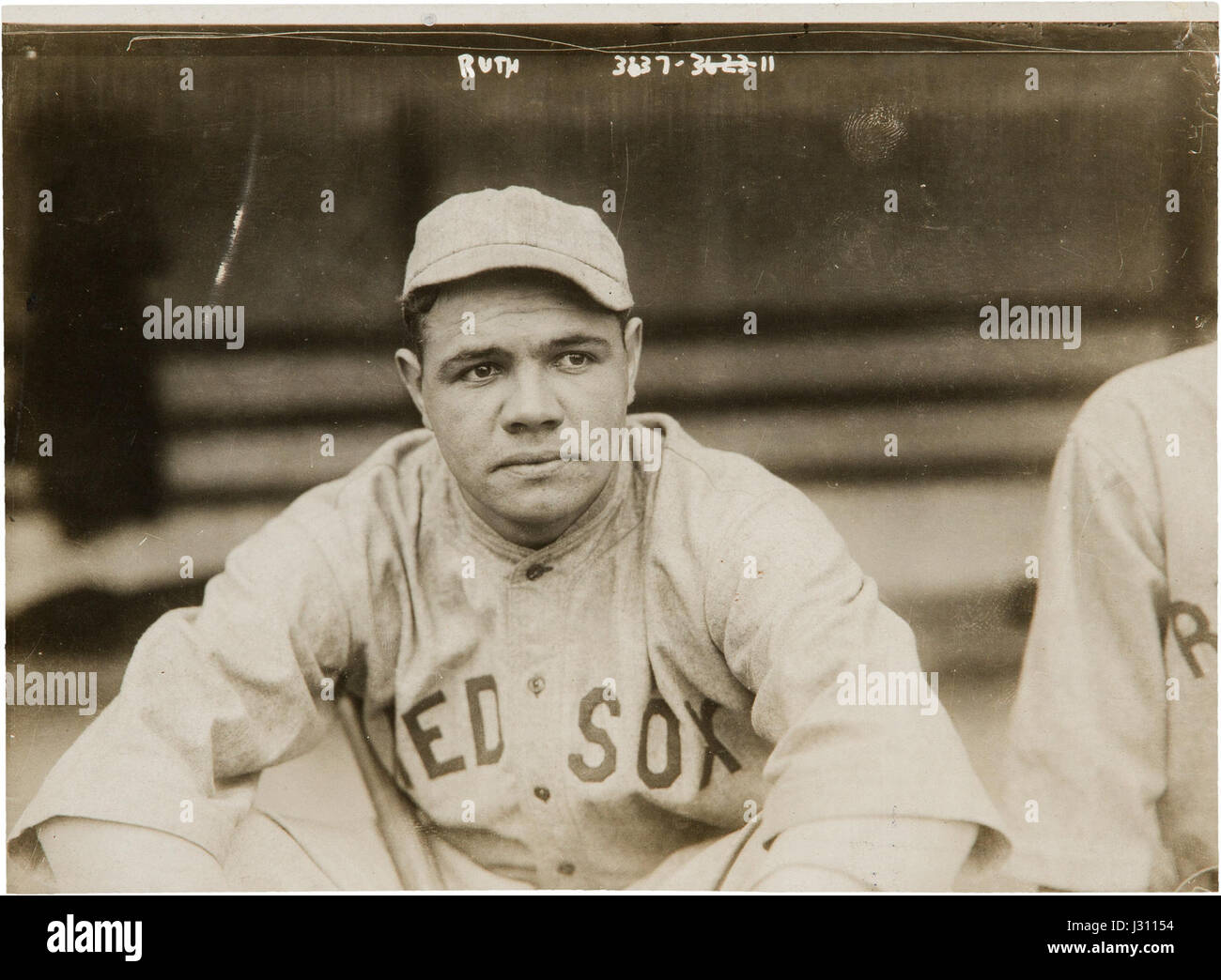 This image likely refers to a photograph of the legendary baseball ...