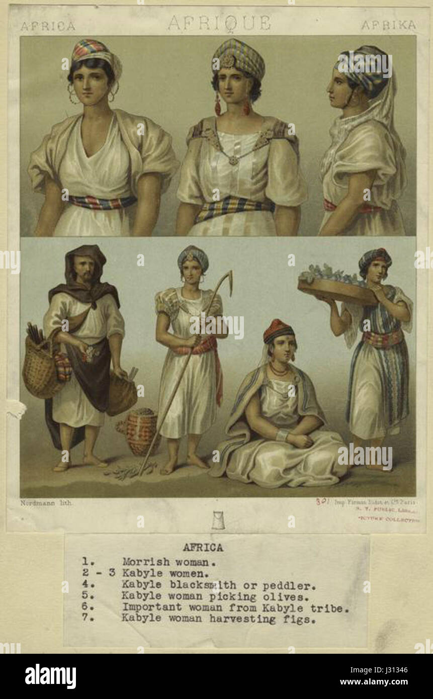 Algerian men and women in traditional dress 2 (1876-1888 Stock Photo ...